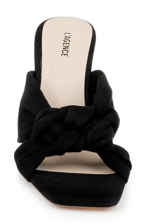 L'Agence Leonie Block Heel Slide Sandal - Black Suede