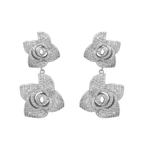 BLACK SUEDE STUDIO Lisa Rose Earrings - Silver