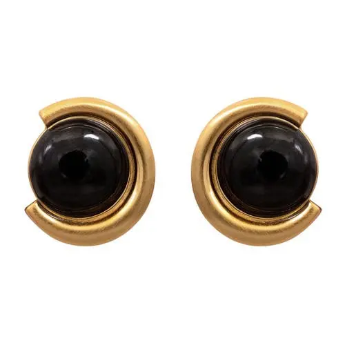 BLACK SUEDE STUDIO Button Earrings - Gold/black