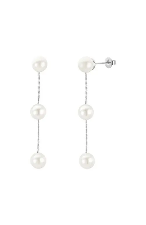 UNTAMED PETALS Lilly Pearl Drop Earrings - Silver