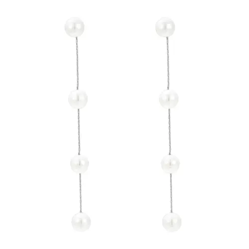 UNTAMED PETALS Luna Pearl Drop Earrings - Silver