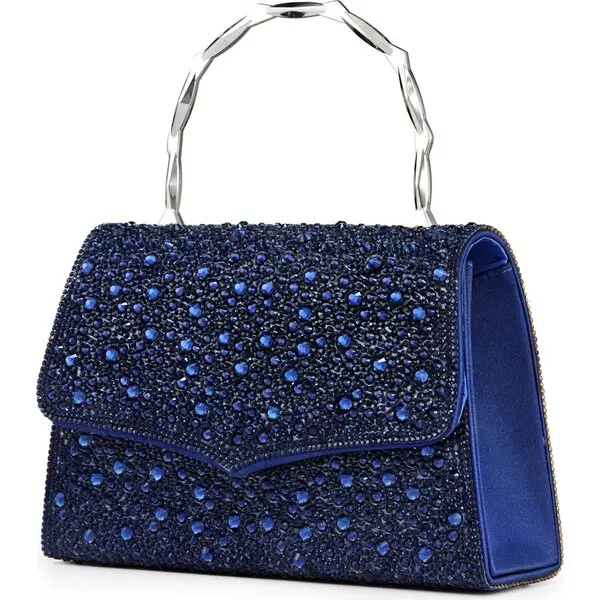 LADY COUTURE Embellished Evening Handbag With Top Handle - Navy