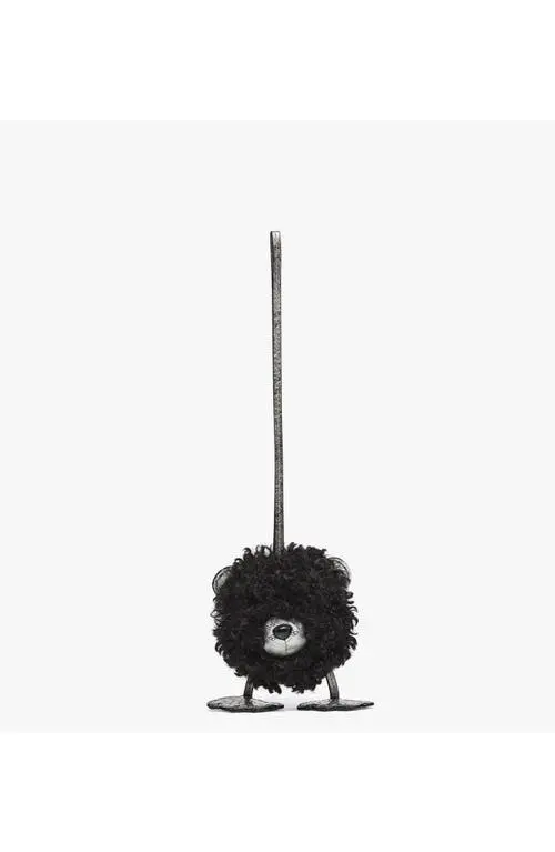 Mcm Aren Bear Charm In Faux Fur - Black