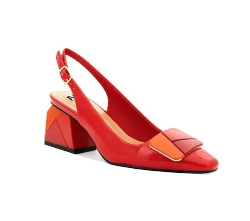 NINETY UNION Slingback Pumps With Geometric Heel - Red Multi