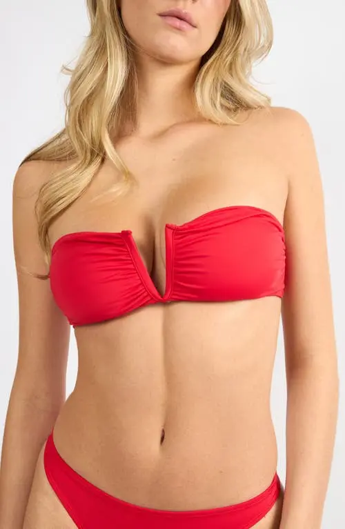 VIENS AVEC MOI Strapless Bikini Top - Red