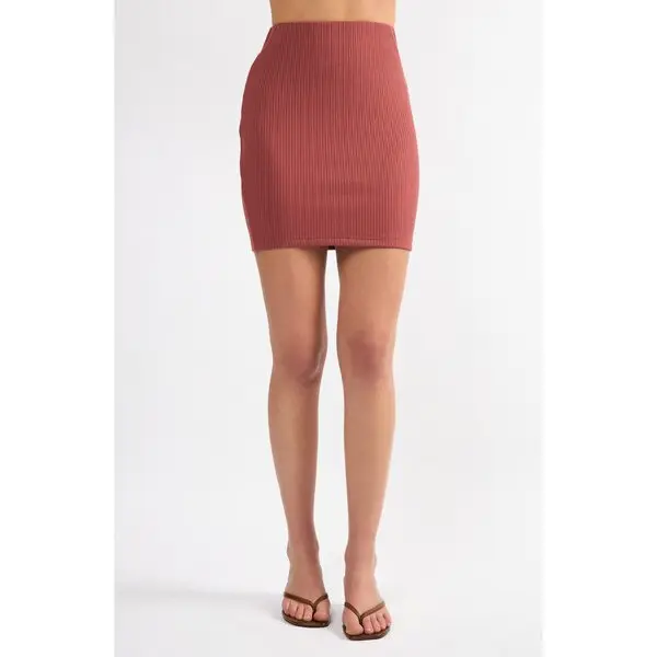 VIENS AVEC MOI Rib Knit Mini Skirt