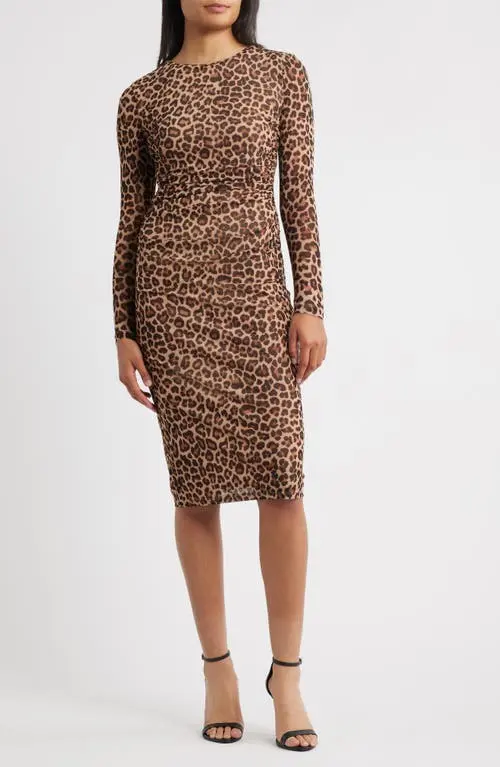 Anne Klein Leopard Print Midi Dress