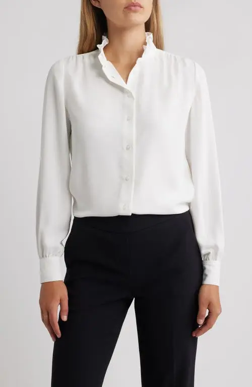 Anne Klein Ruffle Accent Button-up Shirt