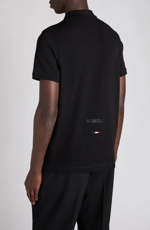 Moncler Logo Patch Cotton Piqué Polo - Black/navy