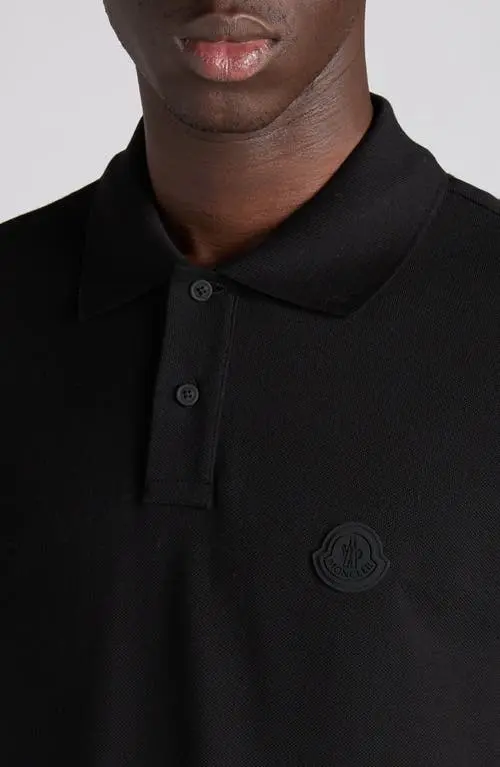 Moncler Logo Patch Cotton Piqué Polo - Black/navy