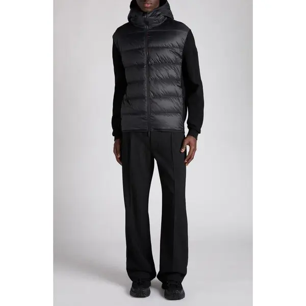 Moncler Cotton Knit & Down Hooded Cardigan