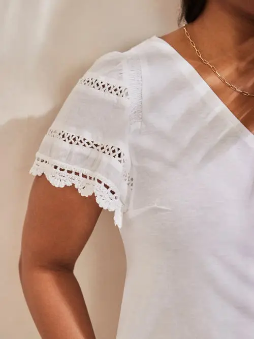 LIVE UNLIMITED Angel Sleeve V-neck Top
