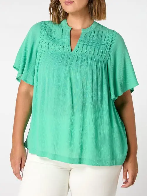 LIVE UNLIMITED Crinkle Smocked Top