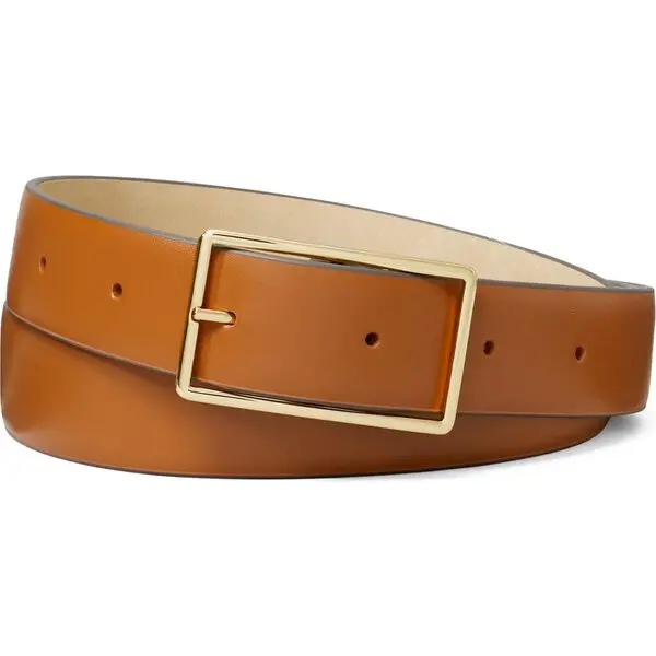 Tory Burch Gigi Leather Belt - Aged Tan/gold