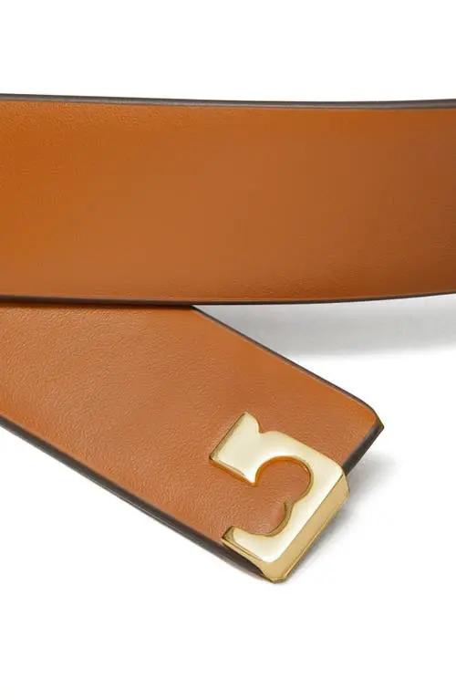 Tory Burch Gigi Leather Belt - Aged Tan/gold