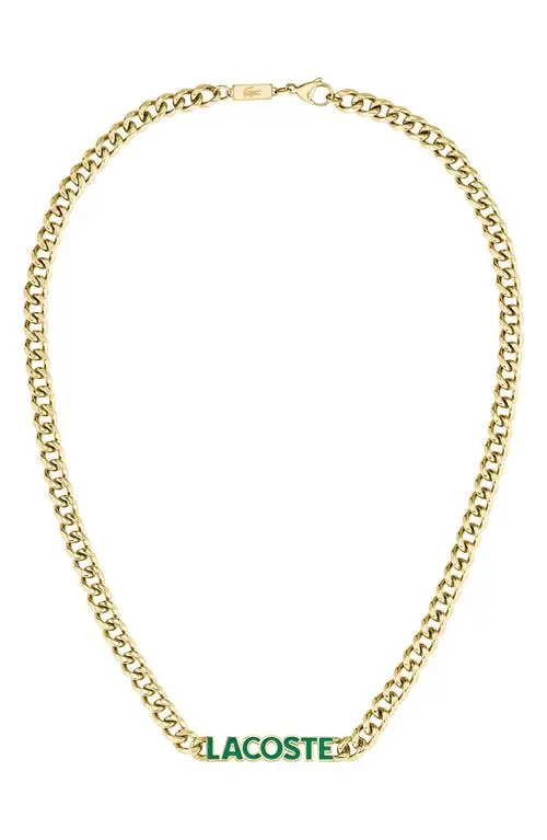 Lacoste Logo Plate Chain Necklace - Gold