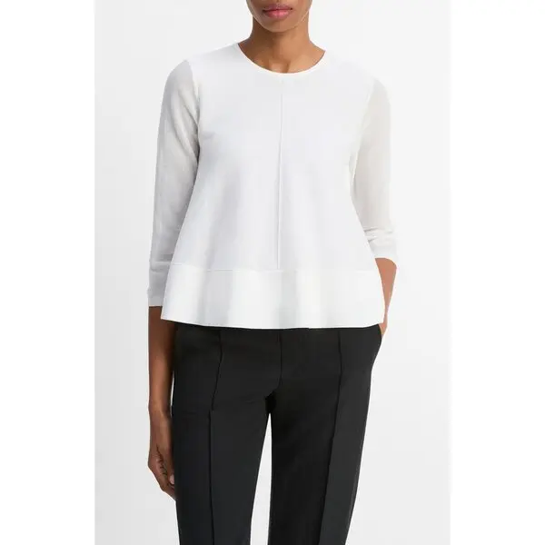 Vince Cotton Blend A-line Sweater - Optic White