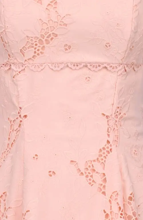peach scallop lace broderie anglaise mini dress House Of Cb Isla Scallop Broderie Anglaise Minidress - Peach