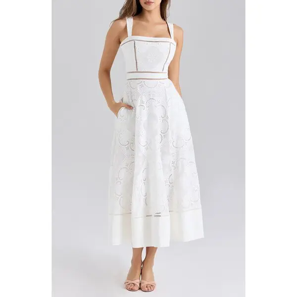 House Of Cb Ava Embroidered A-line Dress - White