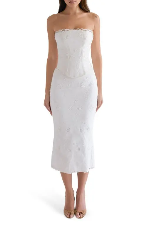 House Of Cb Antonie Broderie Anglaise Cotton Skirt - White