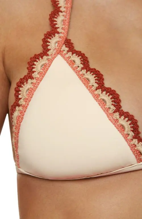 Lucky Brand Malaga Crochet Trim Triangle Bikini Top