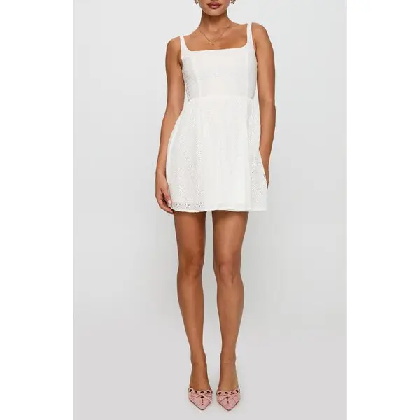 Princess Polly Cartmel Embroidered Eyelet Cotton Minidress