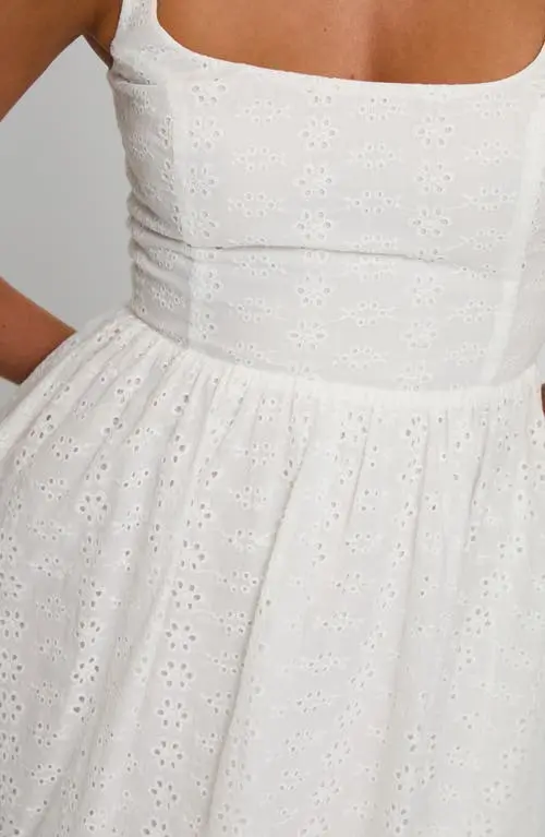 Princess Polly Cartmel Embroidered Eyelet Cotton Minidress