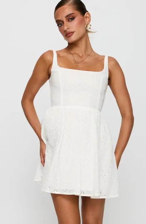 Princess Polly Cartmel Embroidered Eyelet Cotton Minidress