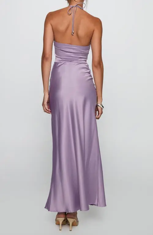 Princess Polly Rousseau Satin Halter Gown - Mauve
