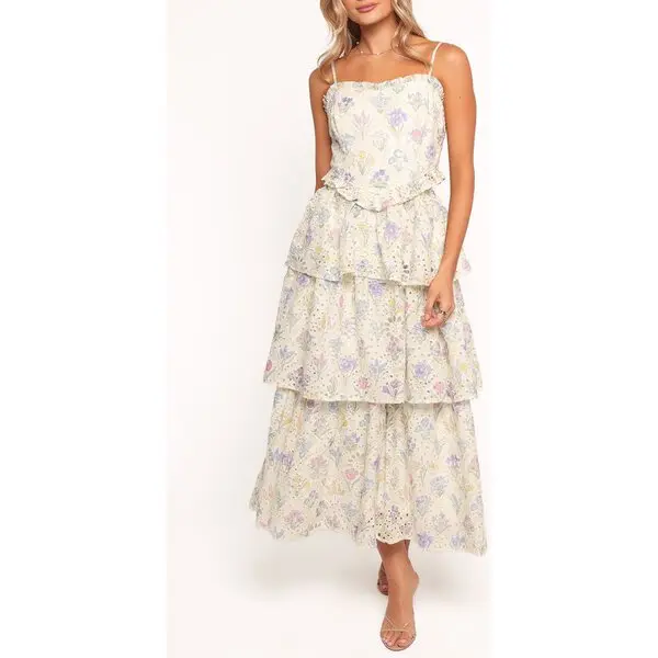 PETAL & PUP Iveta Floral Eyelet Embroidered Midi Dress - Multi Floral