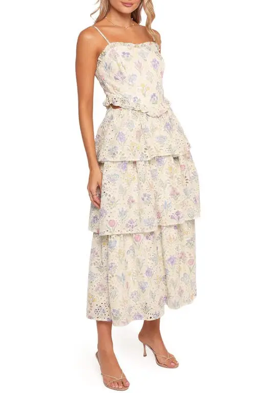 PETAL & PUP Iveta Floral Eyelet Embroidered Midi Dress