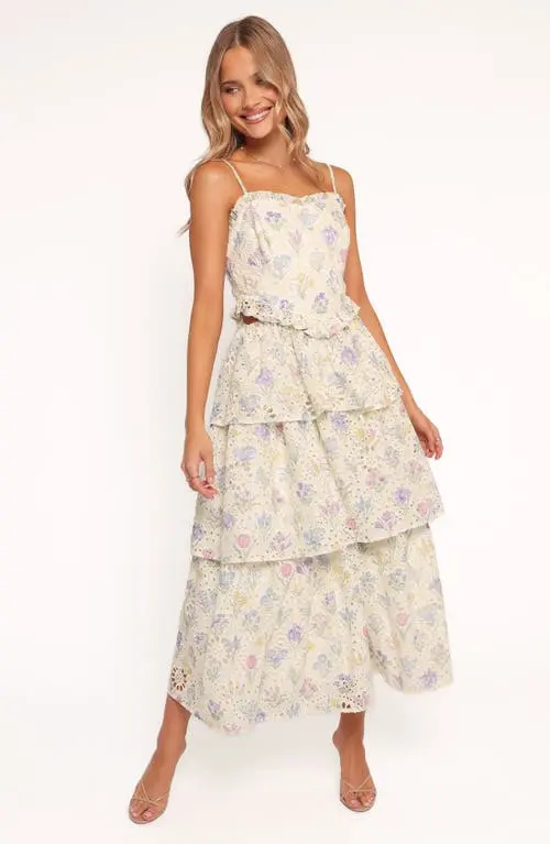 PETAL & PUP Iveta Floral Eyelet Embroidered Midi Dress