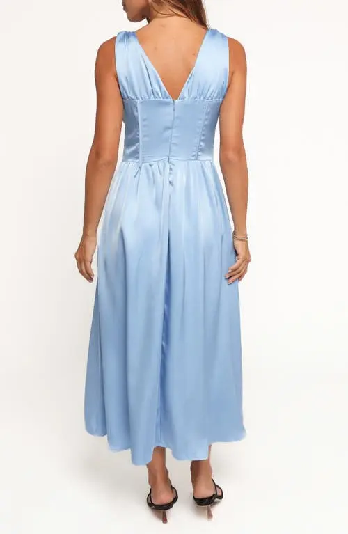 PETAL & PUP Verena Plunge Neck Satin Dress