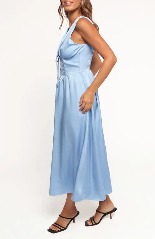 PETAL & PUP Verena Plunge Neck Satin Dress