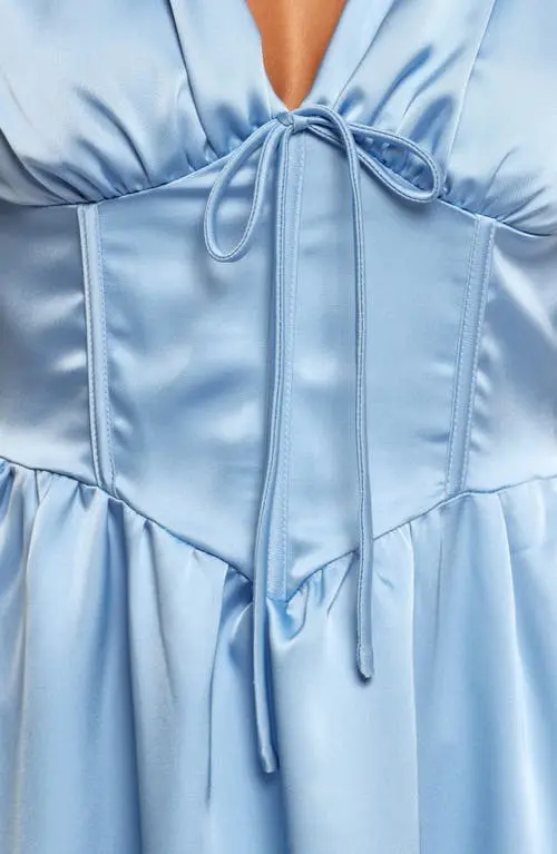 PETAL & PUP Verena Plunge Neck Satin Dress