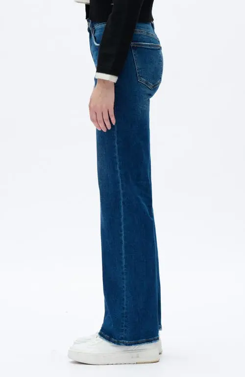 BAYEAS Mid-rise Wide-leg Jeans - Dark Blue