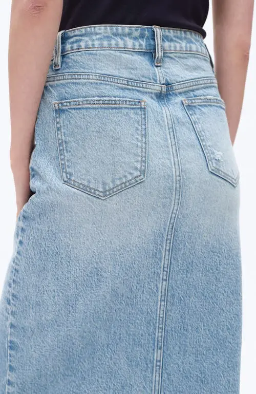 BAYEAS Raw Hem Denim Midi Skirt