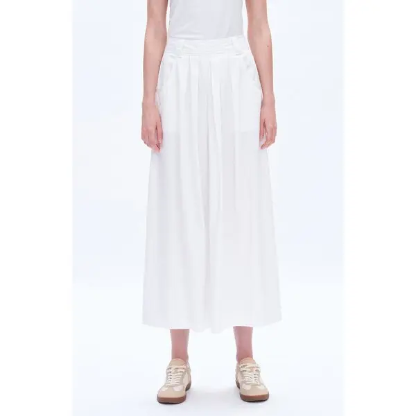 BAYEAS Pleated Denim Midi Skirt