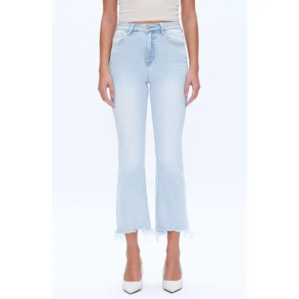 BAYEAS High-rise Flare Jeans With Frayed Hem
