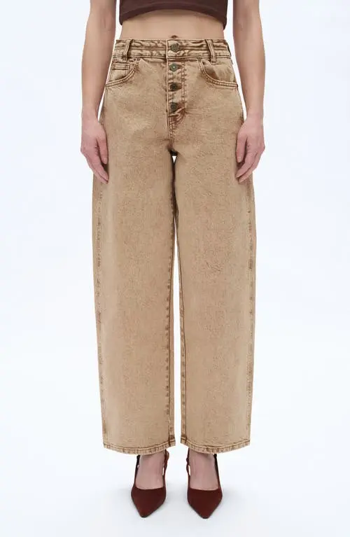 BAYEAS High-rise Barrel Jeans - Khaki