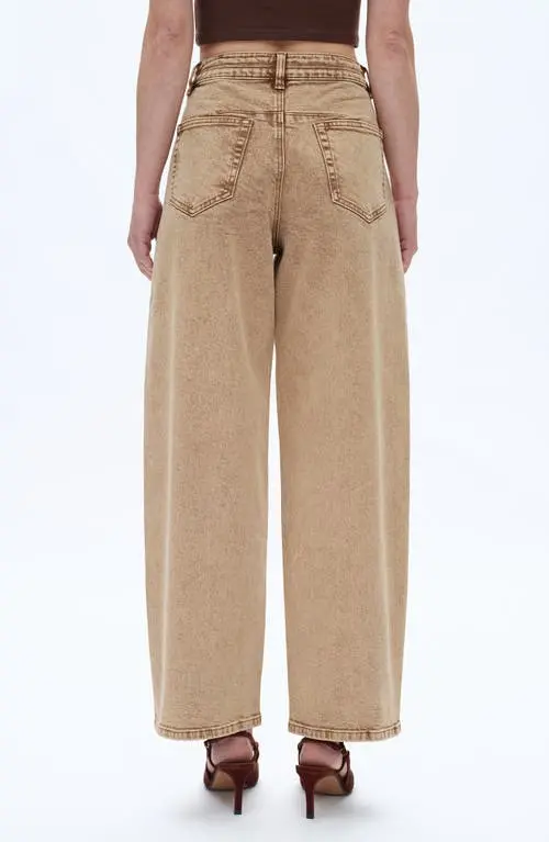 BAYEAS High-rise Barrel Jeans - Khaki
