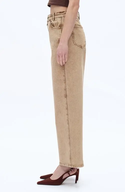 BAYEAS High-rise Barrel Jeans - Khaki