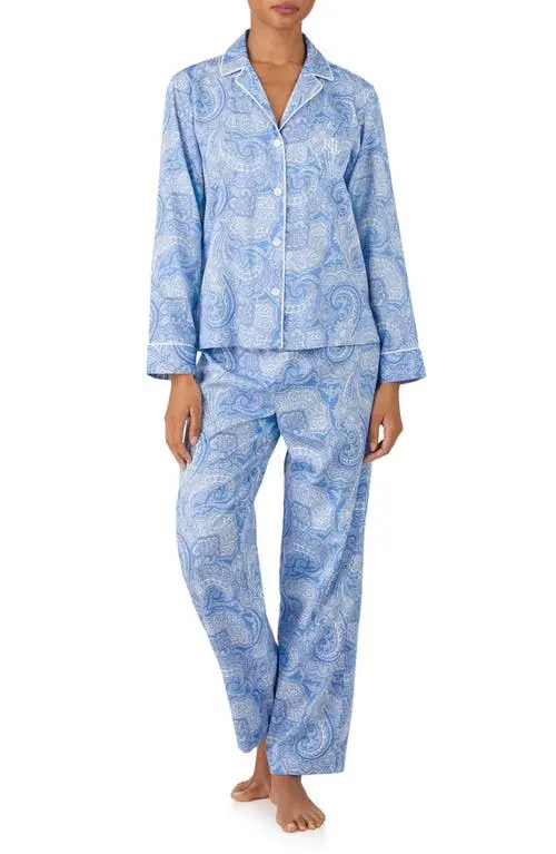 Ralph Lauren Paisley Cotton Blend Pajamas - Blue Paisley