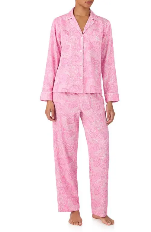 Ralph Lauren Paisley Cotton Blend Pajamas - Pink Paisley