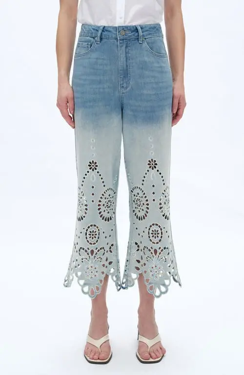 BAYEAS Eyelet High-waist Cropped Wide-leg Jeans