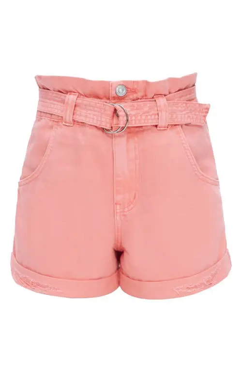 BAYEAS Belted High-waist Denim Shorts - Pink