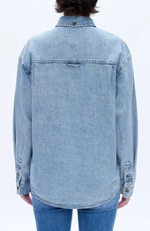BAYEAS Oversized Denim Button-up Shirt - Light Blue