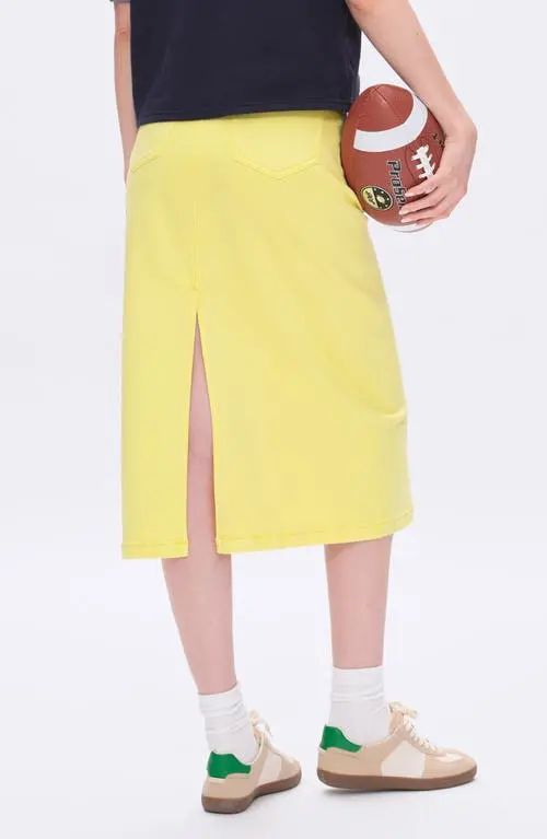 BAYEAS Slit Hem Denim Midi Skirt - Lemon
