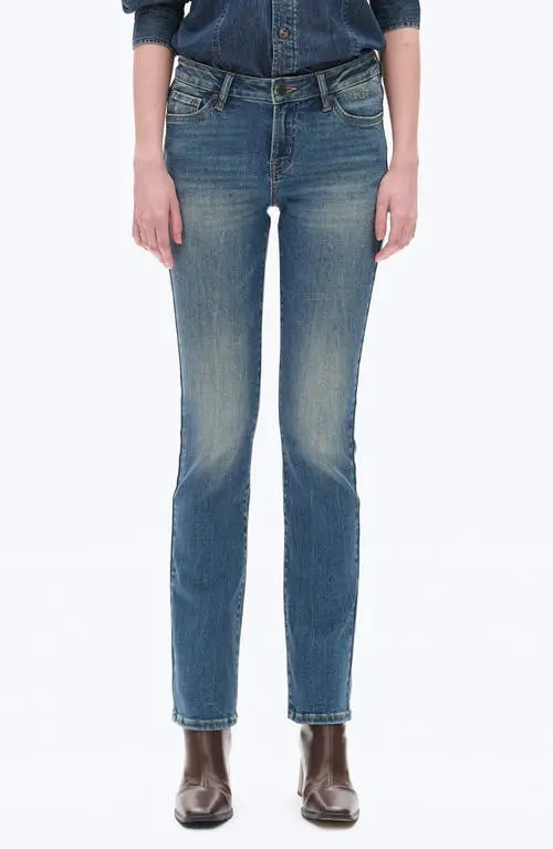 BAYEAS Low Rise Slim Straight Leg Jeans - Medium Blue