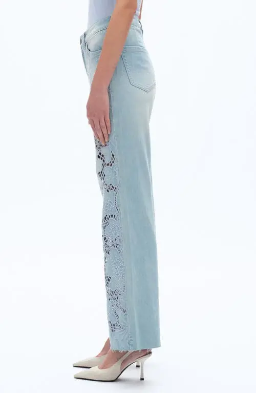BAYEAS Crystal Embellished Relaxed Straight-leg Jeans